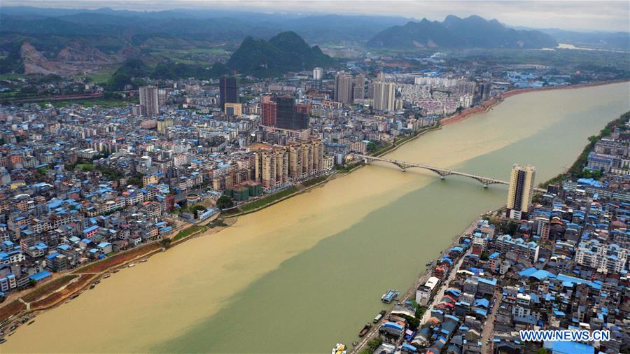 Scenery of Rongjiang river after heavy rainfalls in S China's Guangxi ...